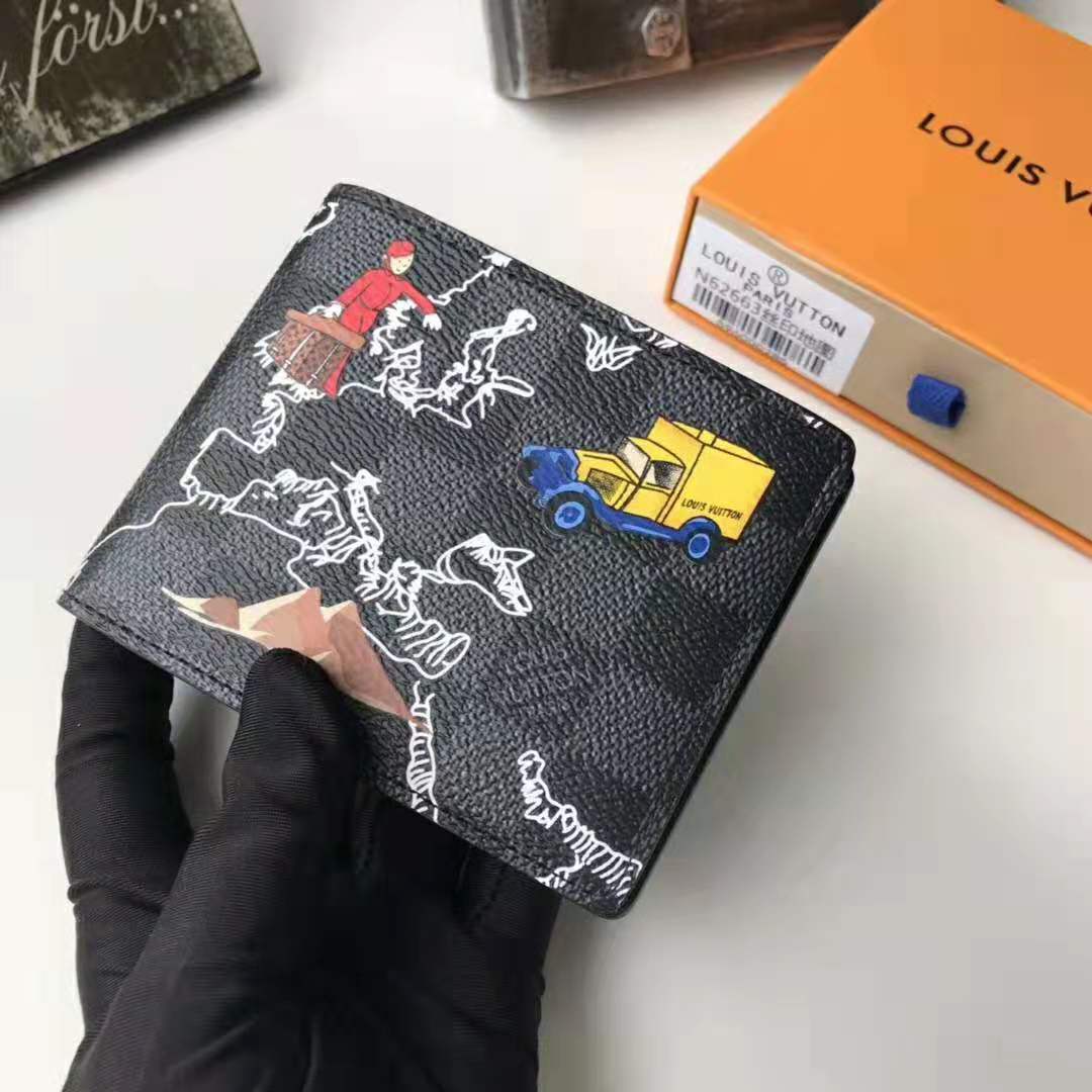 Louis Vuitton Slender Wallet Damier Graphite Blueprint | semashow.com